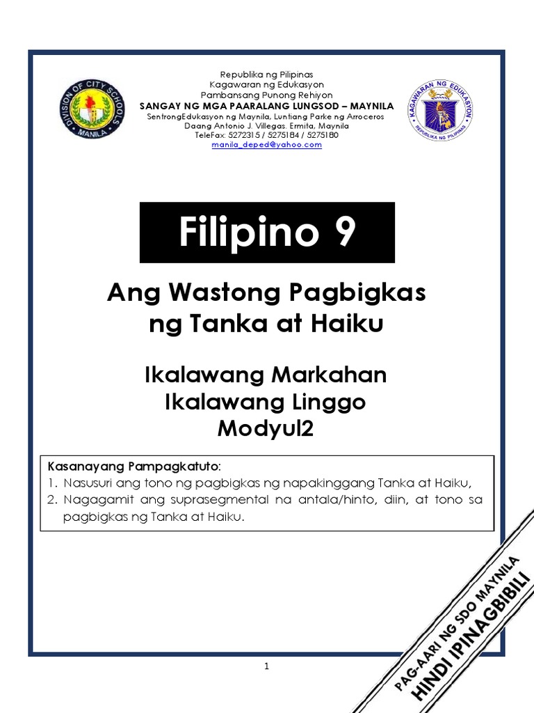 FILIPINO 9 - Q2 - Mod2 | PDF