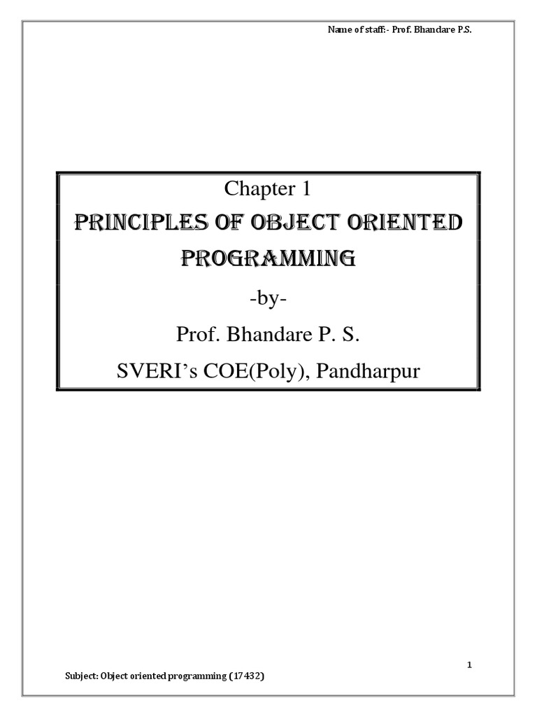 Chapter 1 Pdf Object Oriented Programming Class Computer Programming