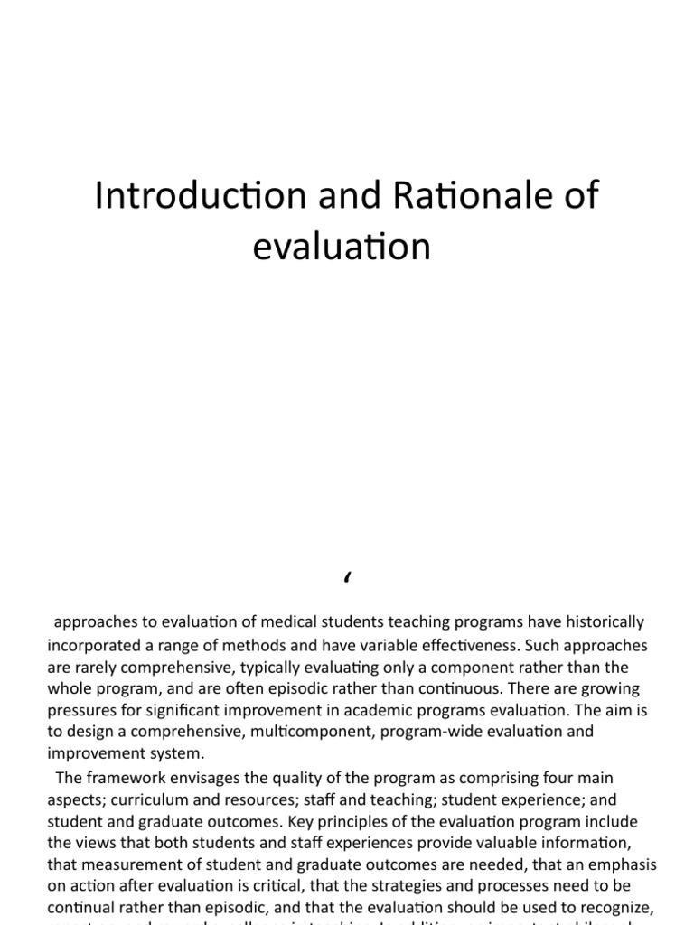 Rationale for Comprehensive Program Evaluation | PDF | Career & Growth