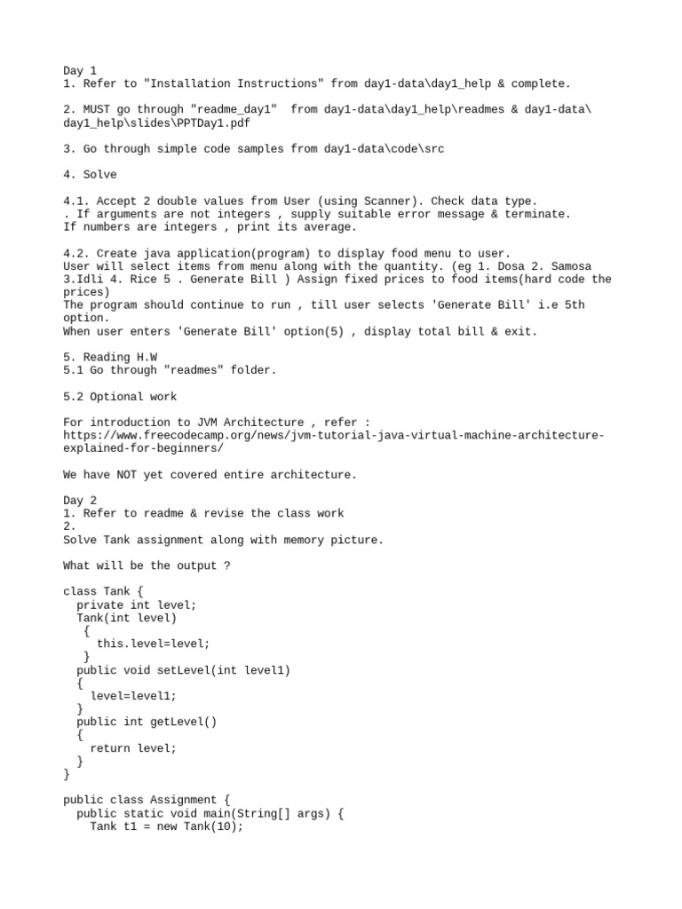 Lab Instructions N Core Java Assignments | PDF | Programming ... Lab Instructions N Core Java Assignments | PDF | Programming ...