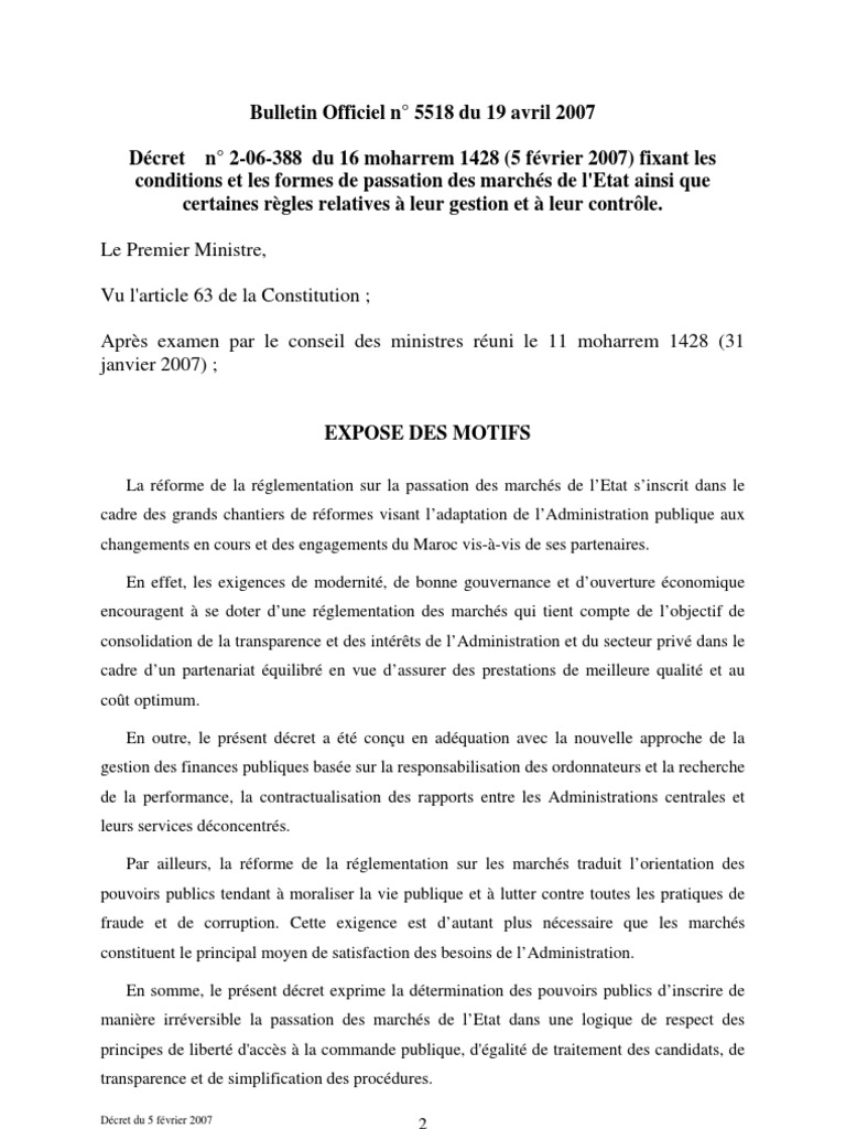 Code Marche Public Maroc | PDF | Appel d'offres | Leasing