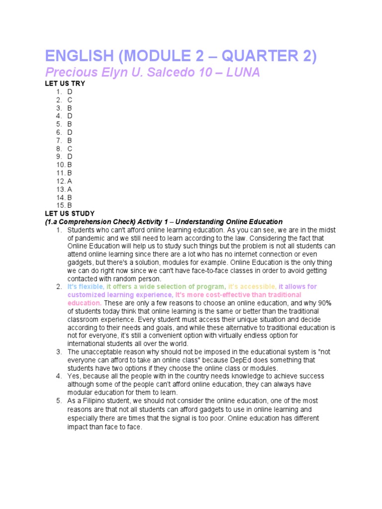 English Module 2 - Quarter 2 | PDF | Distance Education | Logos