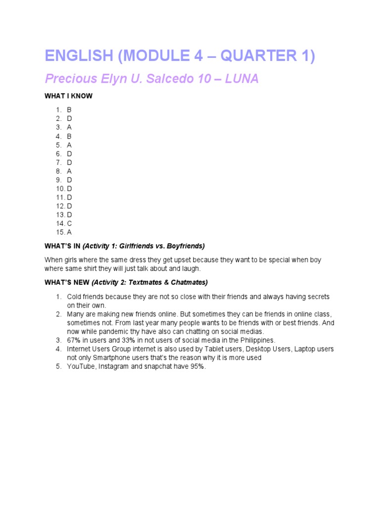 English Module 4 Quarter 1 | PDF | World Wide Web | Internet & Web
