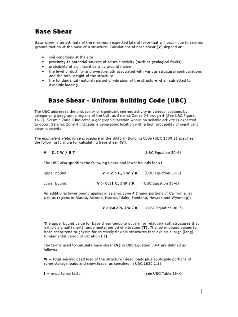 Understanding Base Shear in Seismic Design | PDF | Earthquakes ...