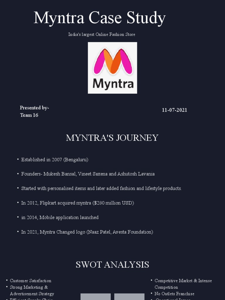 Myntra Case Study: Presented By-Team 16 | Download Free PDF | E Commerce | Economies