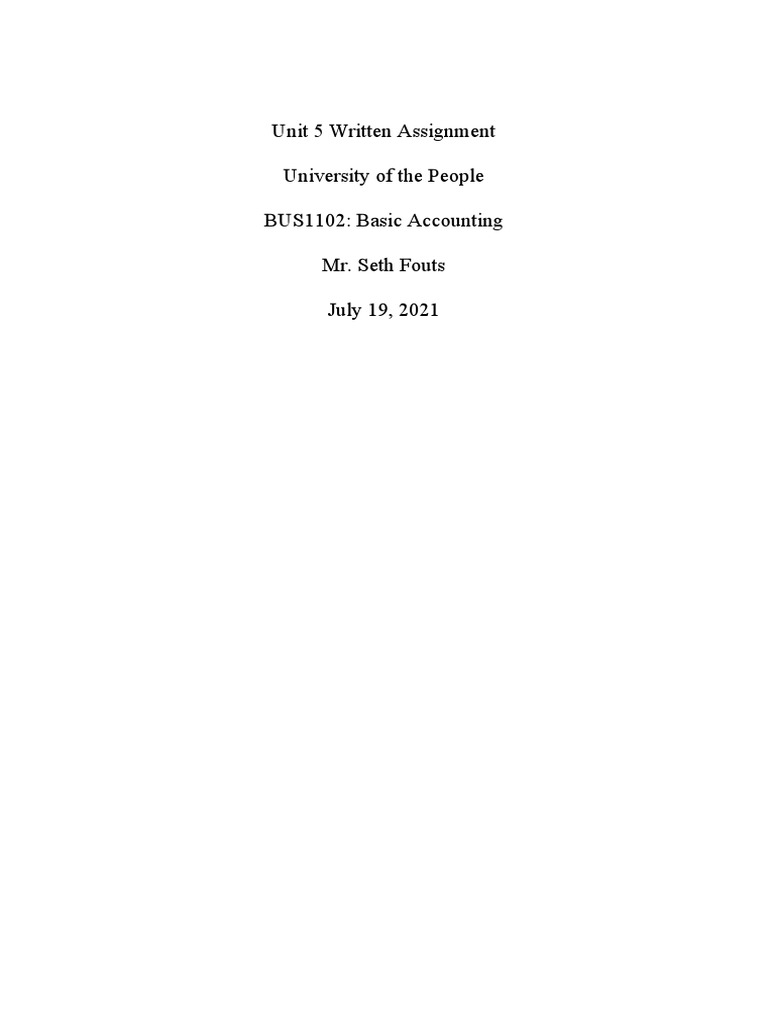 Written Assignment Unit 5 Uopeople | PDF | Inventory | Cost Of Goods Sold Written Assignment Unit 5 Uopeople | PDF | Inventory | Cost Of Goods Sold