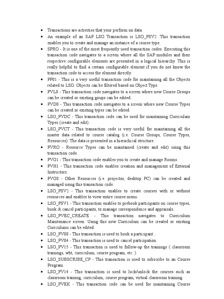 Tcodes For Sap Lso | PDF | Hierarchy | Computer Engineering