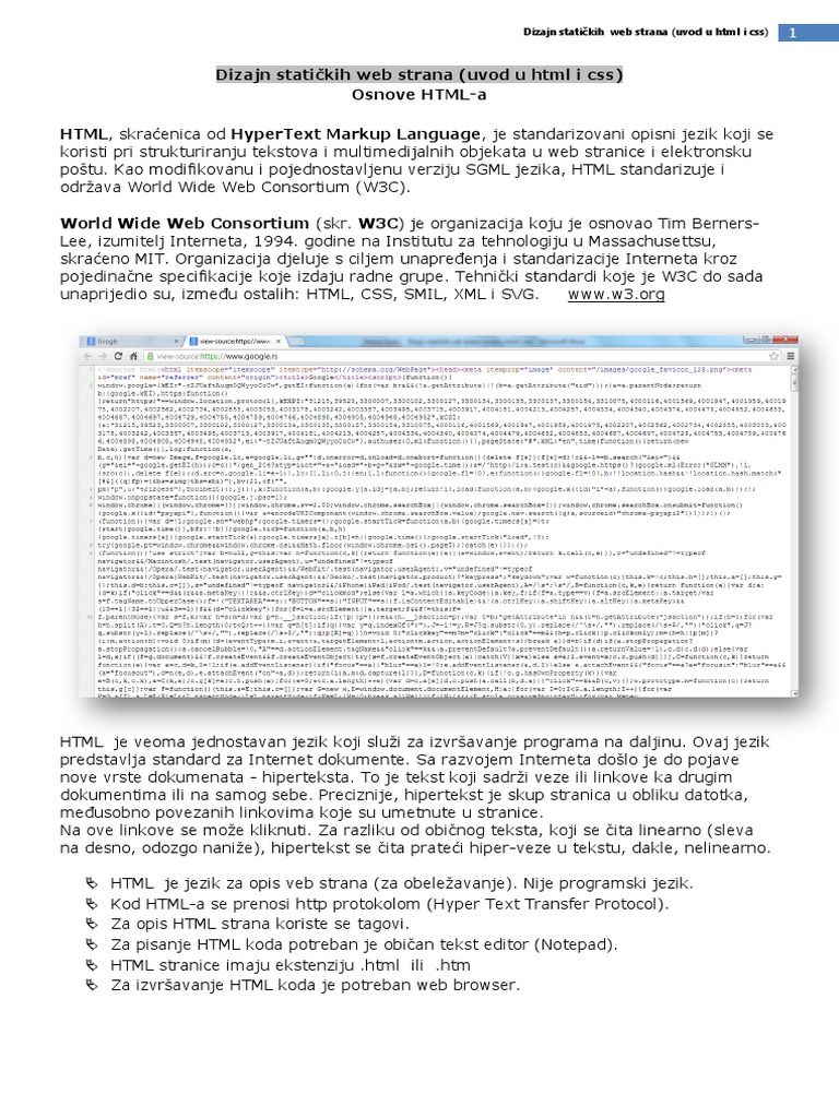 Dizajn Static48dkih Veb Strana Uvod U HTML I Css | PDF