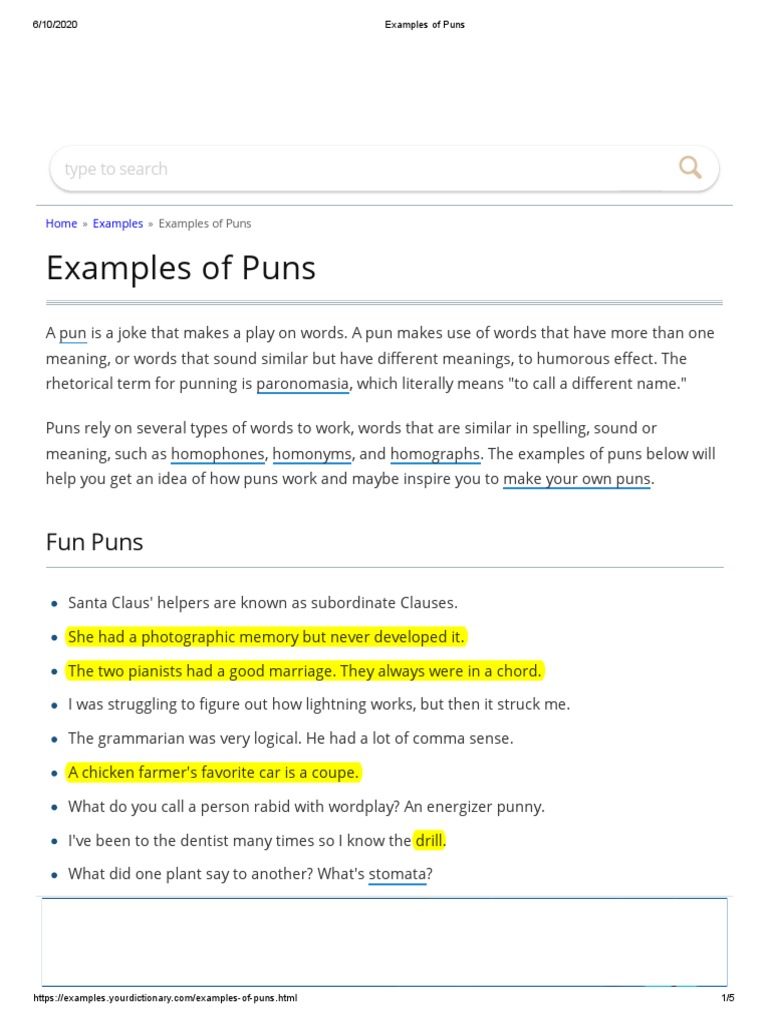 Examples of Puns | PDF