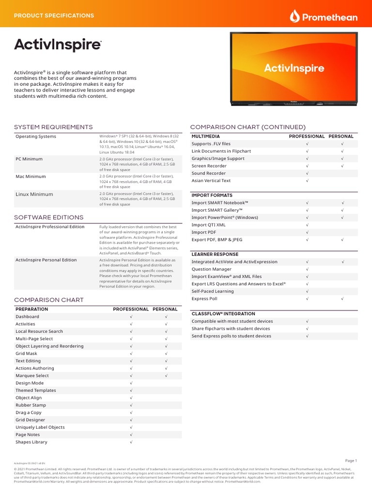 System Requirements Comparison Chart (Continued) : Product ...