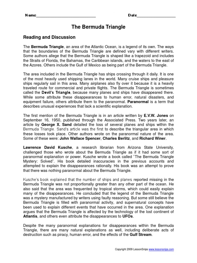 The Bermuda Triangle: Reading and Discussion | PDF | Tropical Cyclones