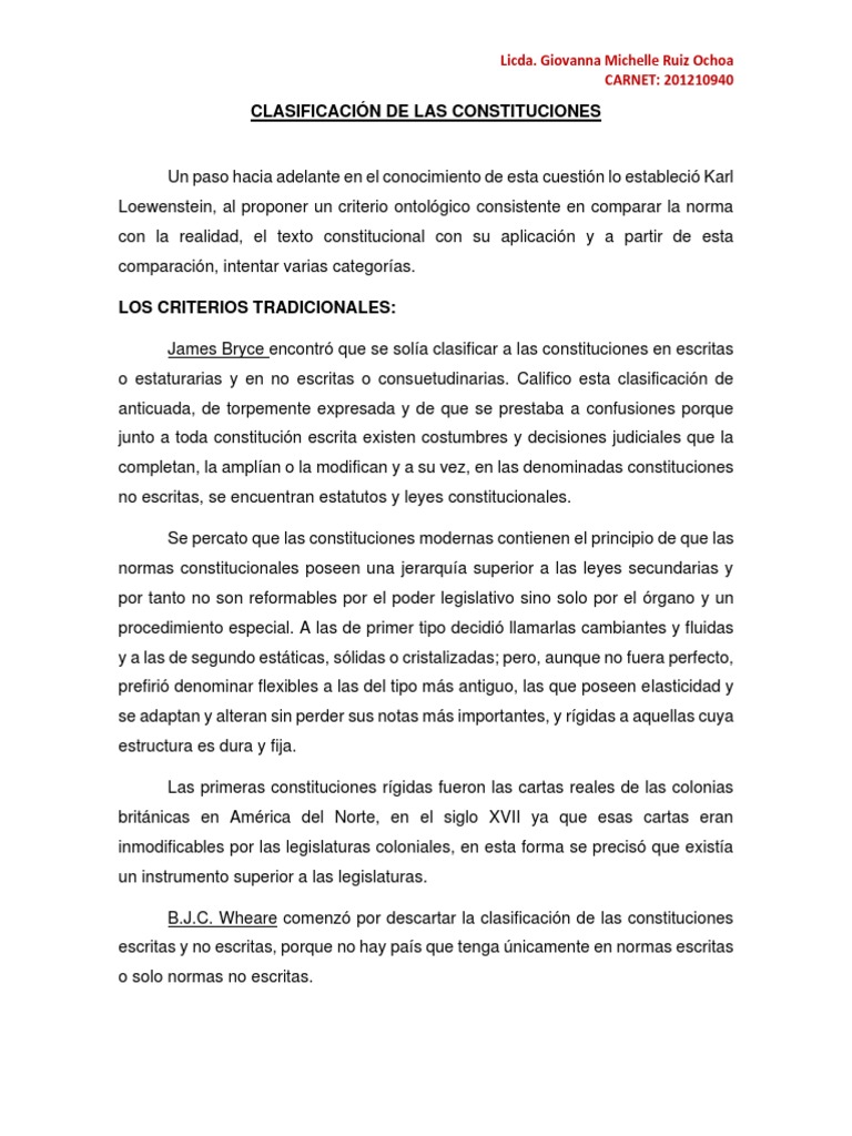 Clasificación de Las Constituciones | PDF | Constitución | Gobierno