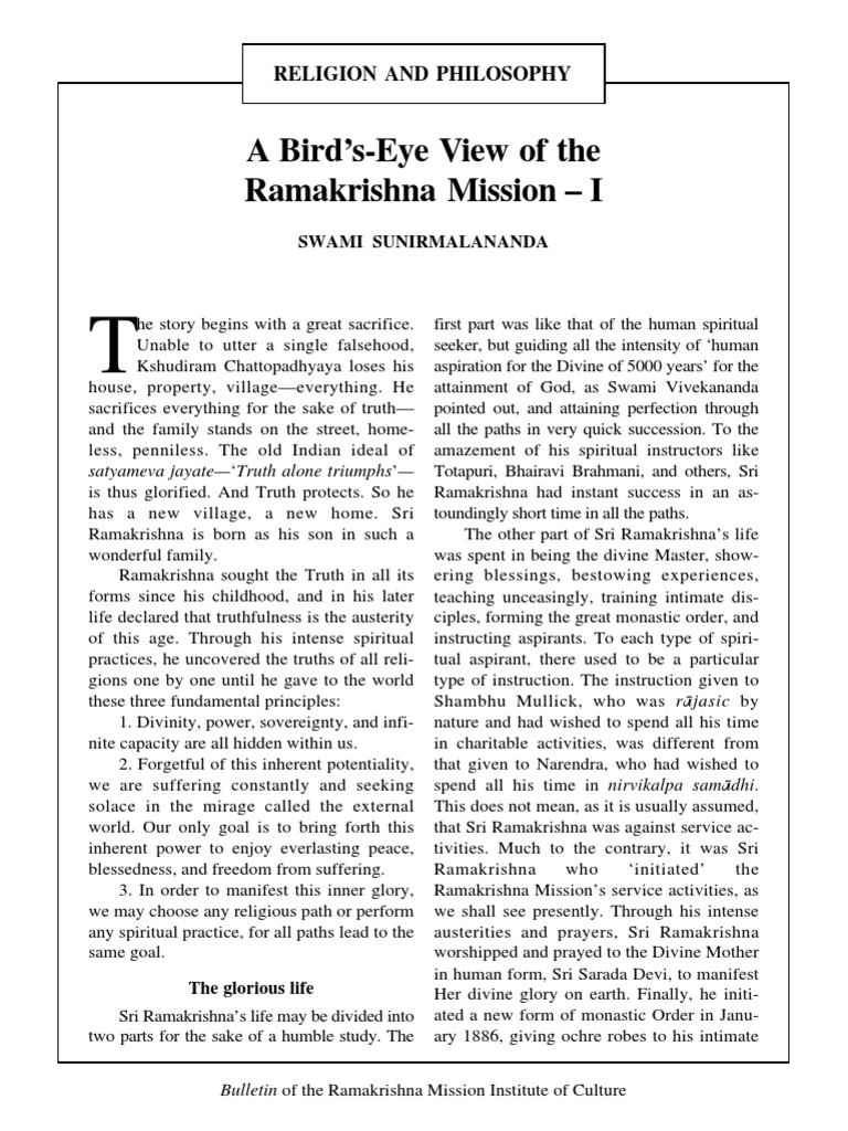 RK Mission Birds Eye View | PDF | Swami Vivekananda | Ramakrishna Mission