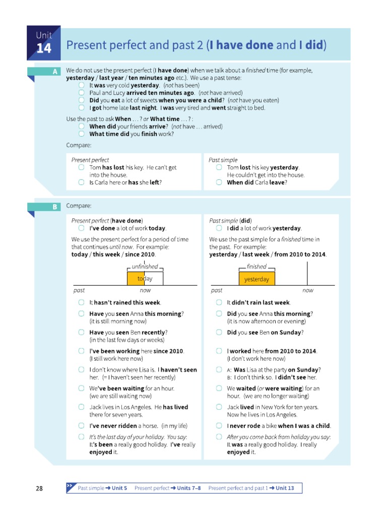 Unit 14 Present Perfect and Past 2 - I Have Done and I Did | PDF