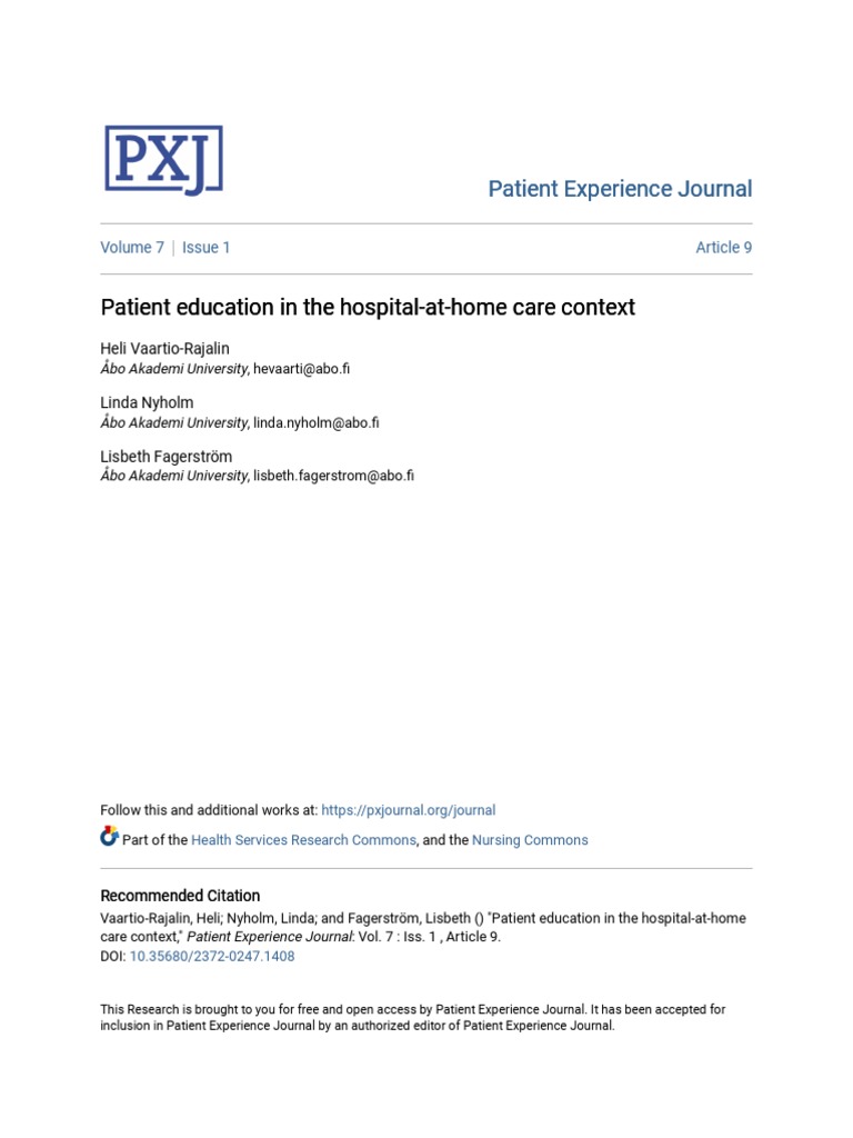 Patient Education in Hospital-At-home | PDF | Caregiver | Patient