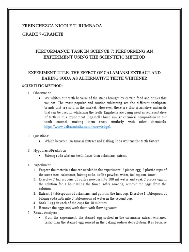 Freinchezca Nicole T. Rumbaoa Grade 7-Granite Performance Task in ...