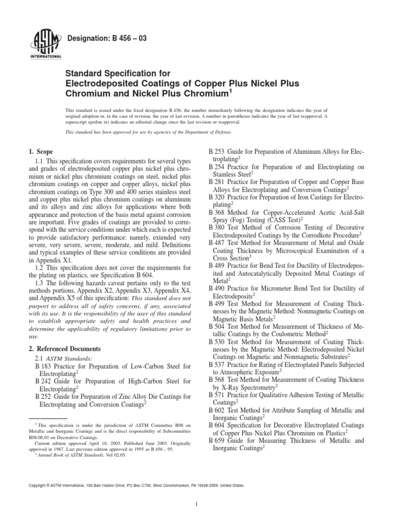 Standard Astm b456 | PDF | Chromium | Corrosion