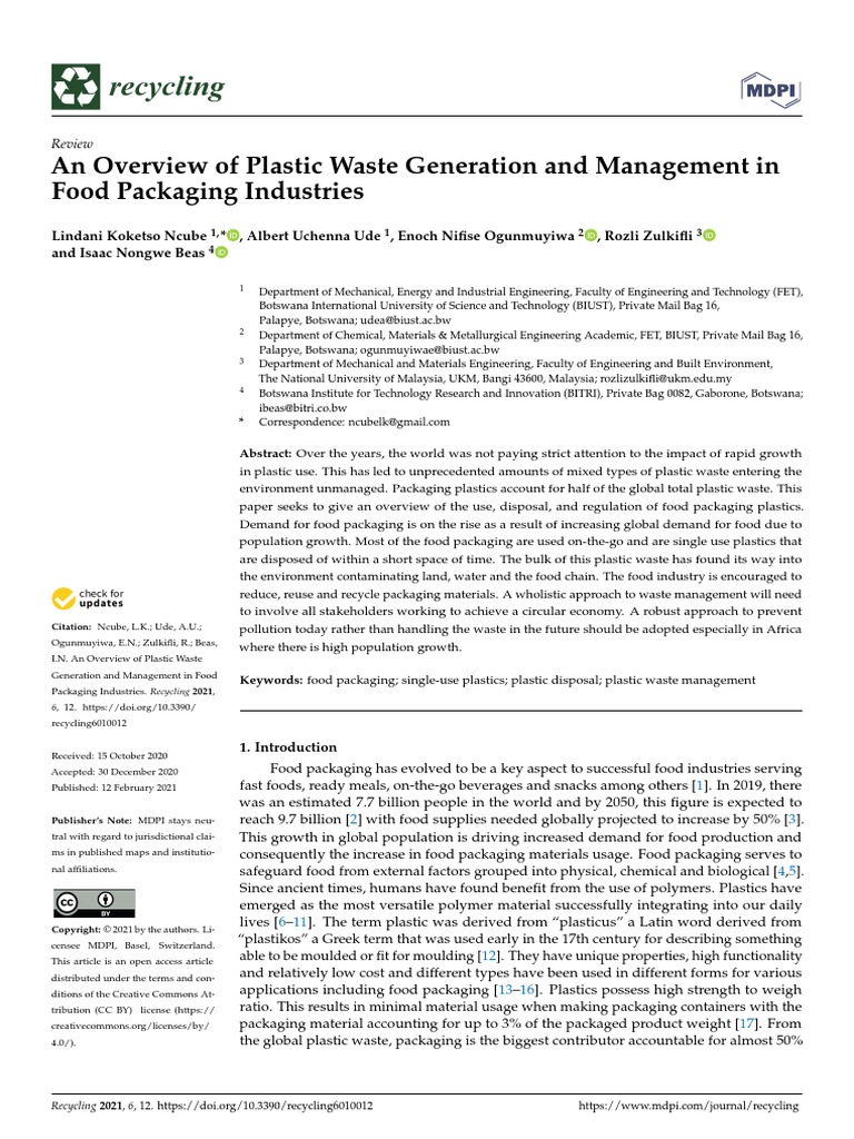An - Overview - of - Plastic - Waste - Generation - and - Manage FOARTE ...