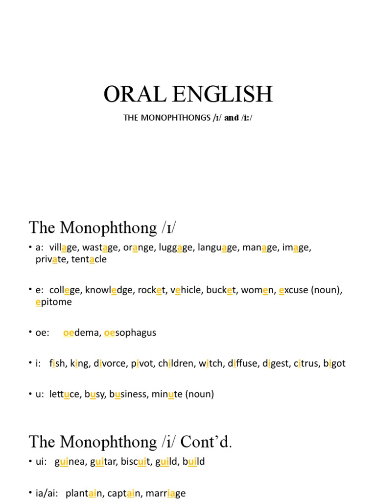 Distinguishing Between the Monophthong Sounds /ɪ/ and /i:/: A Guide to ...