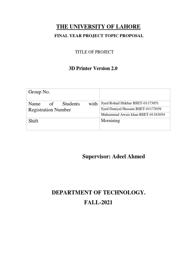 3D Printer Version 2.0 Project Proposal | PDF | 3 D Printing | 3 D Modeling