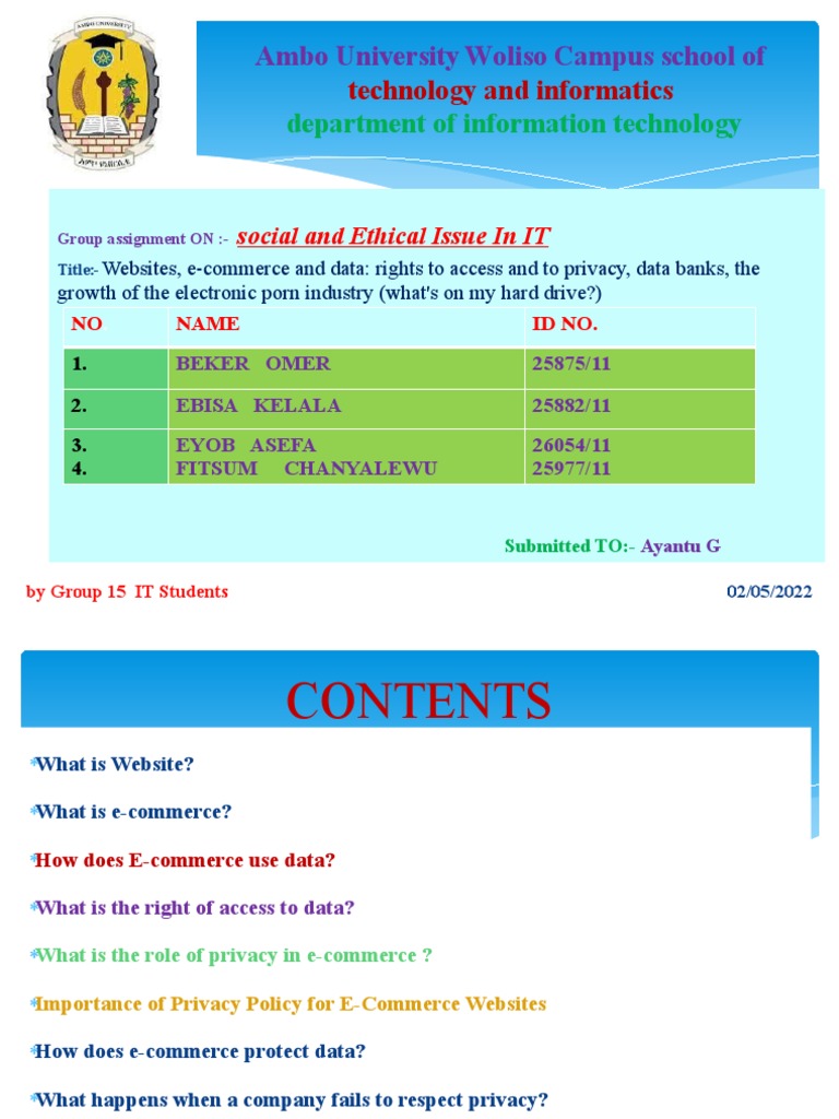 Department of Information Technology: Ambo University Woliso Campus School of | PDF | E Commerce ...
