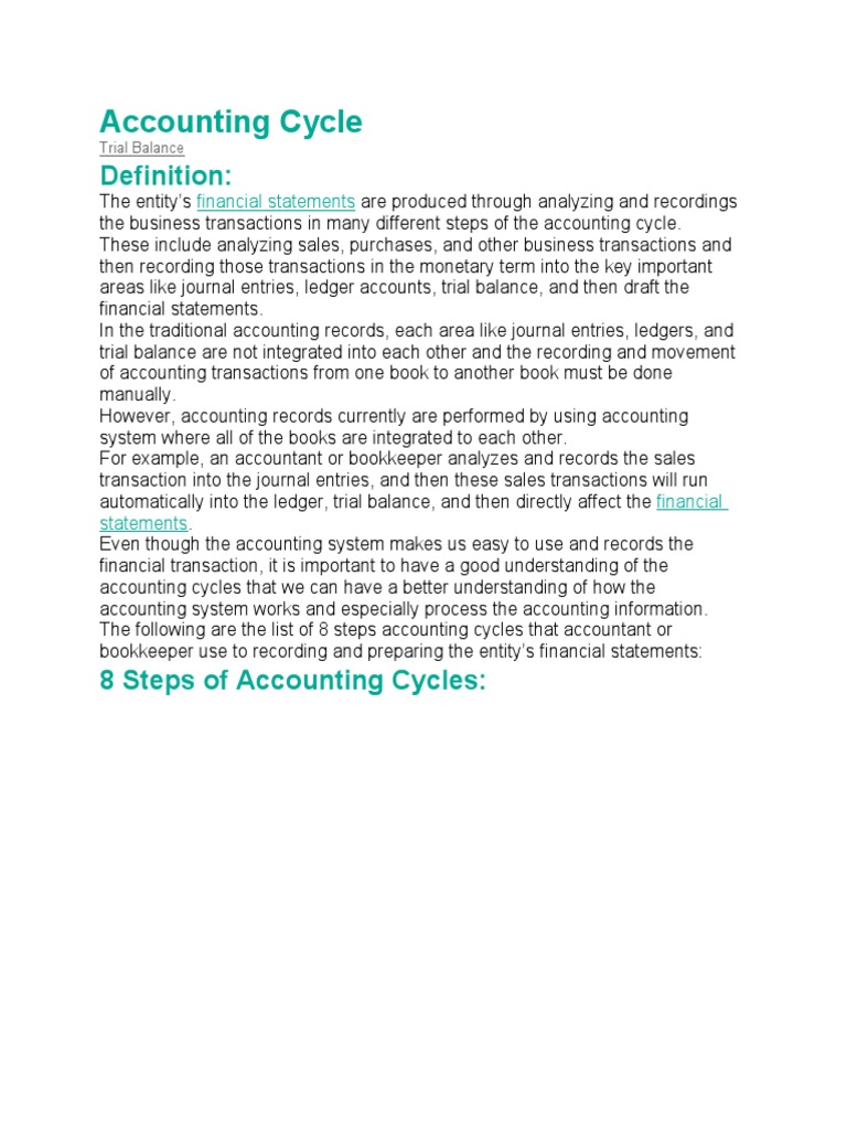 Flow Chart - Accounting Cycle | PDF | Debits And Credits | Bookkeeping