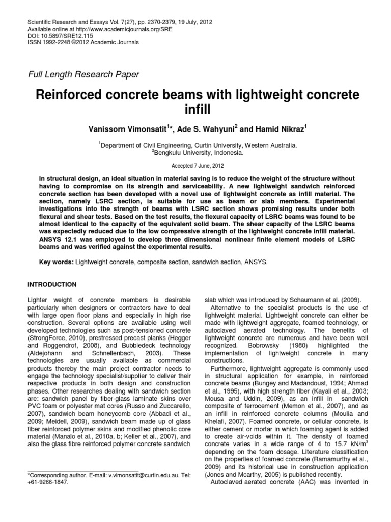 Reinforced Concrete Beams With Lightweight Concrete Infill | PDF | Beam ...
