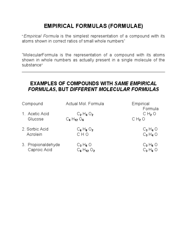 Understanding Empirical Formulas | PDF | Formula | Mole (Unit)