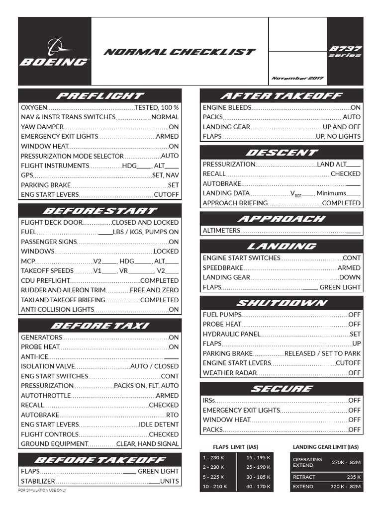 Boeing737 Checkliste 2017 2 | PDF | Landing Gear | Flap (Aeronautics)