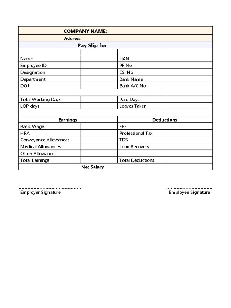 Employee Pay Slip Breakdown | PDF | Finance & Money Management