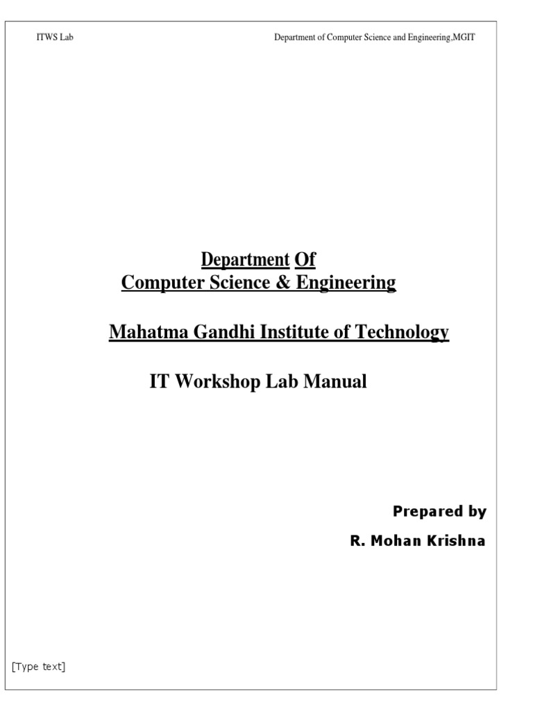 ITWS Lab Manual 2019-2020 - R. MOHAN | PDF | Installation (Computer ...
