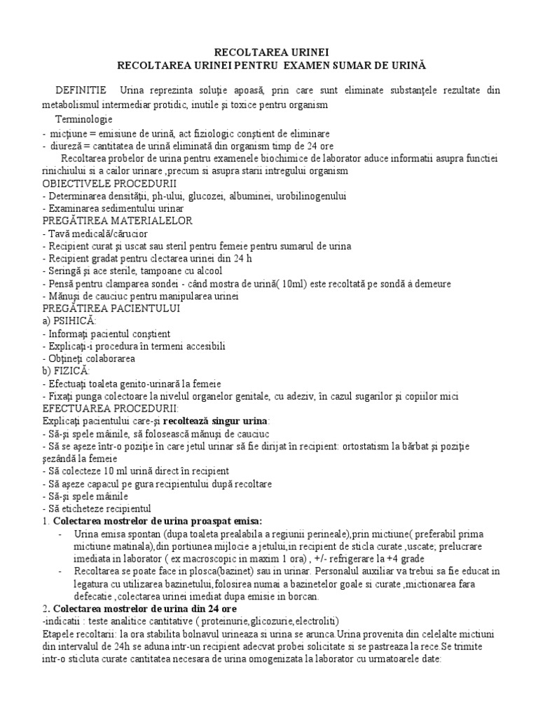 1.recoltarea Urinei | PDF