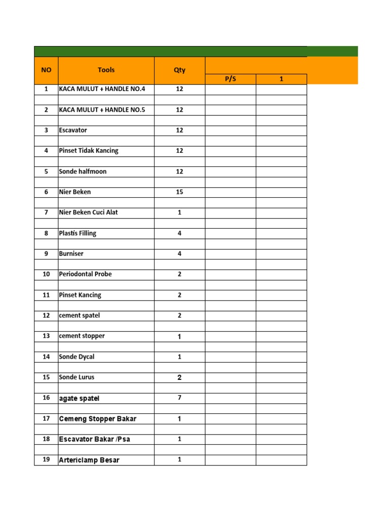 Form Ceklis Alat Poli Gigi | Download Free PDF | Dentistry Branches