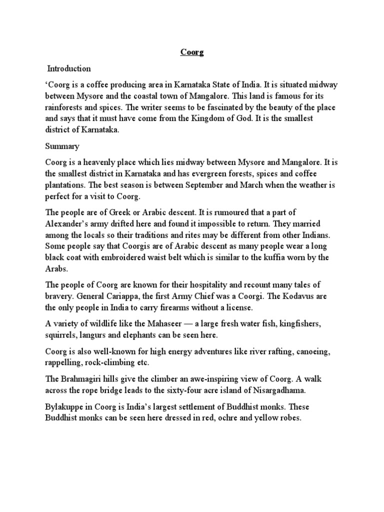 Coorg | PDF