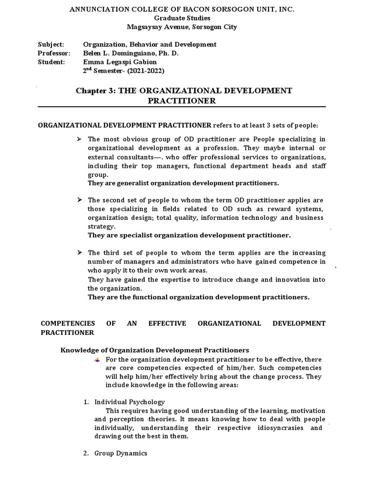 Chapter 3: The Organizational Development Practitioner: They Are ...