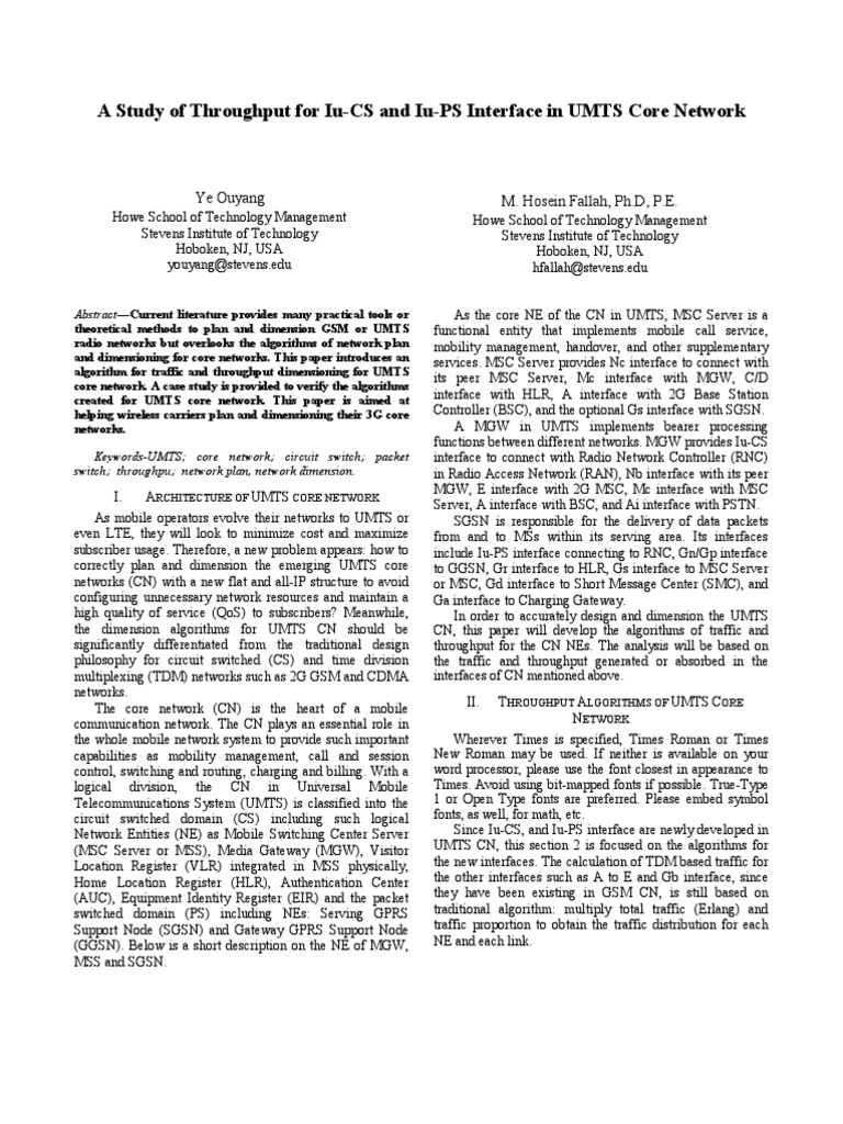 Umts Iucs Iups Capacity Calculation Pdf Asynchronous Transfer Mode
