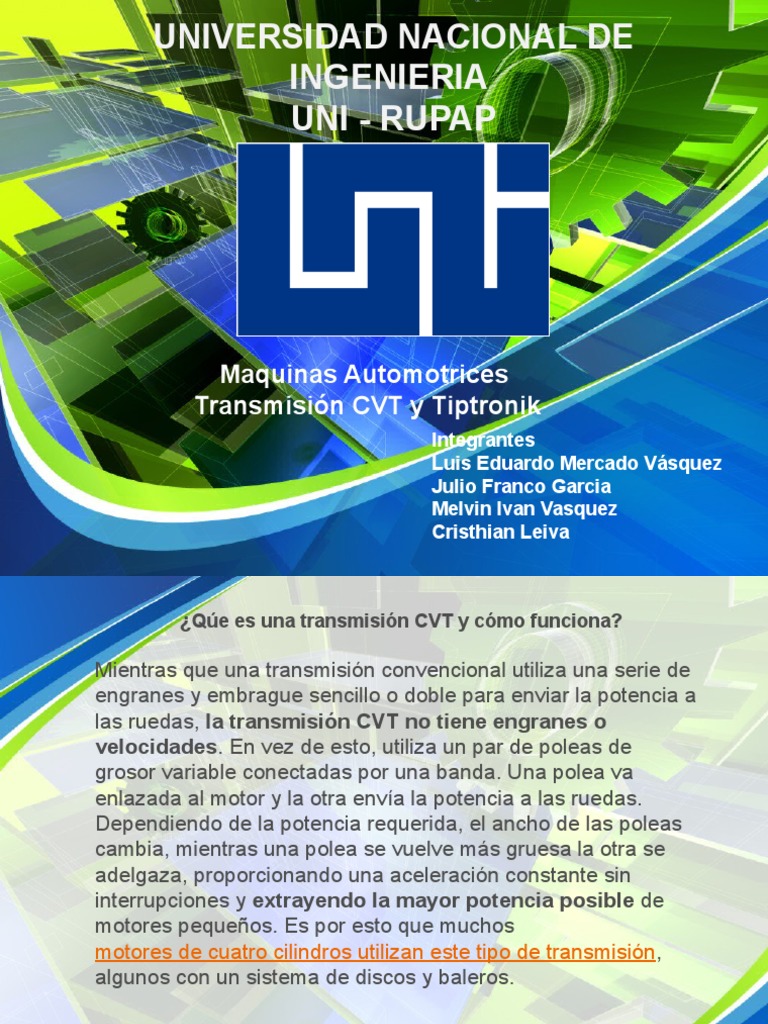 CVT y Tiptronik | PDF | Transmisión (Mecánica) | Transmisión automática
