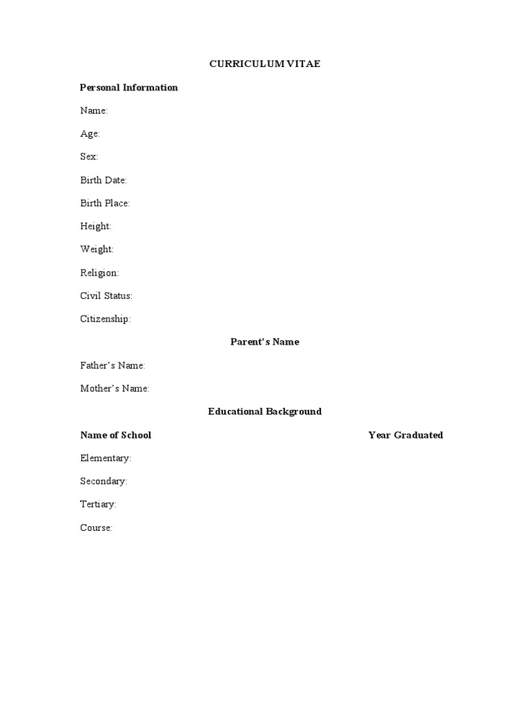 Curriculum Vitae Sample | PDF