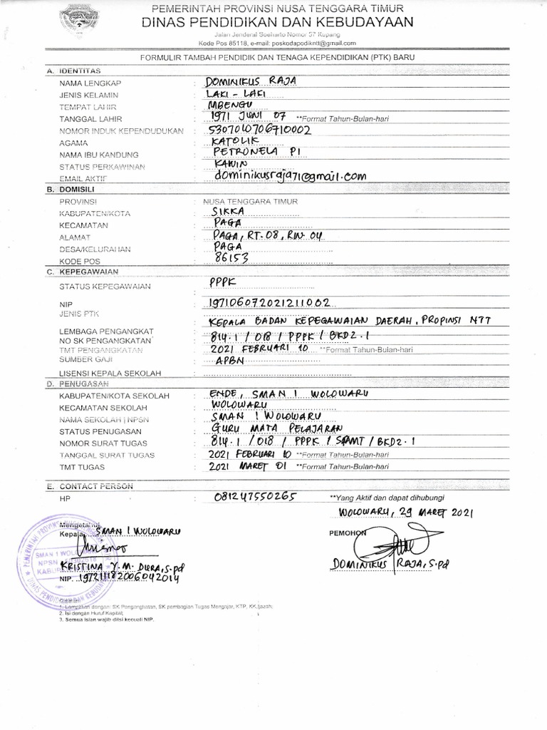 Formulir PTK Baru | PDF