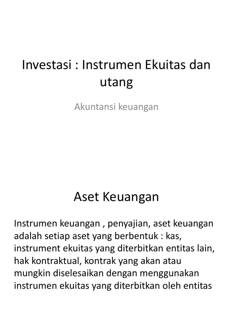 Pertemuan 9 - INVESTASI INSTRUMENT EKUITAS DAN UTANG PART 1 | PDF