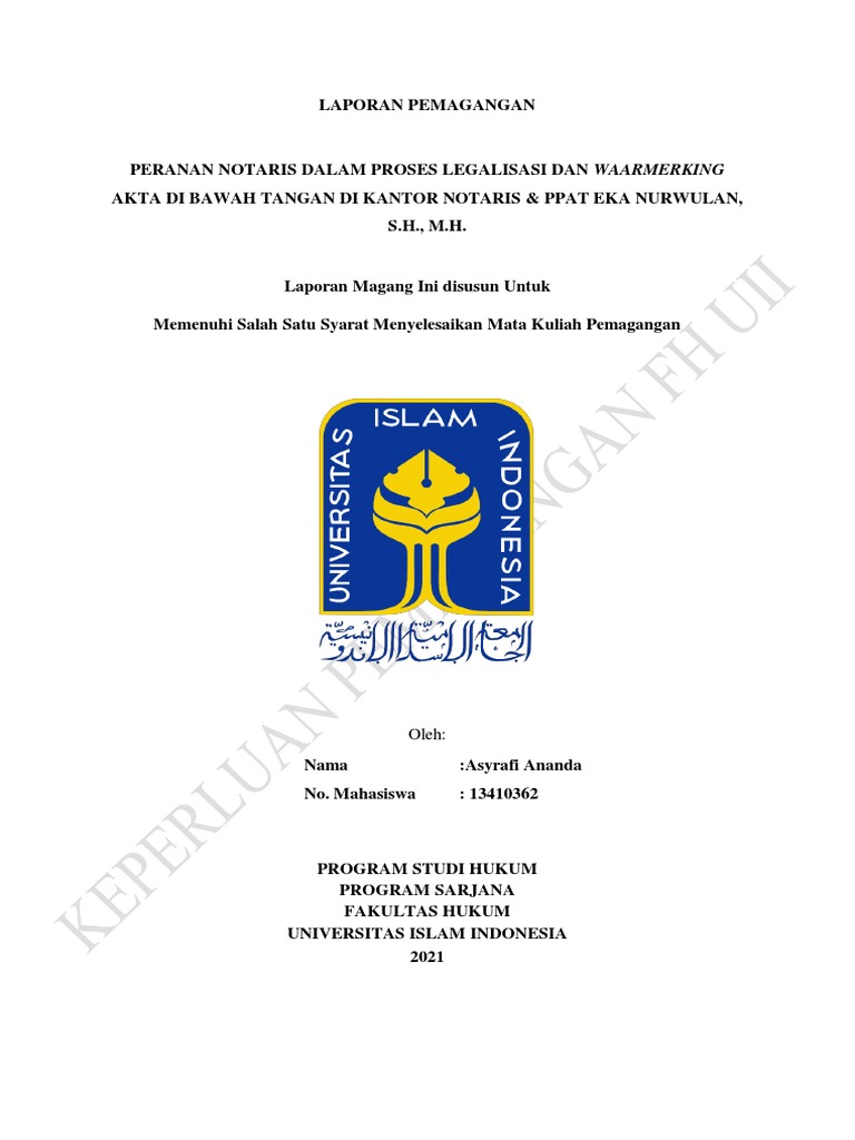 (Contoh) Laporan Pemagangan Mandiri - Notaris | PDF