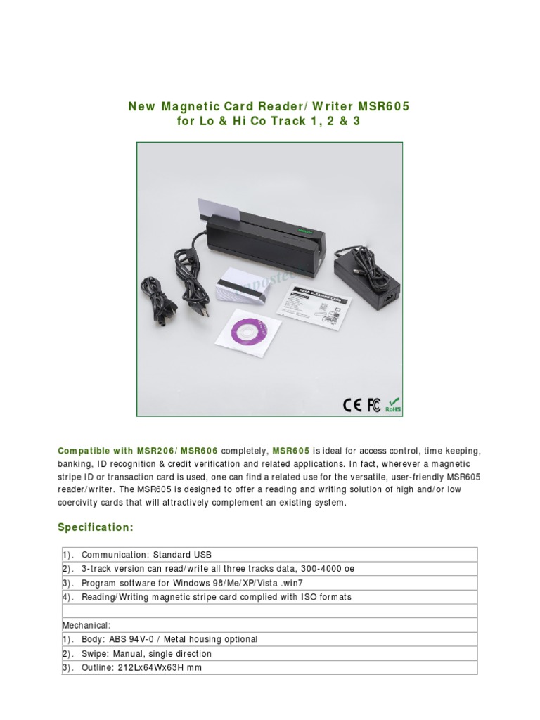 Msr605 Magnetic Stripe Encoder | PDF