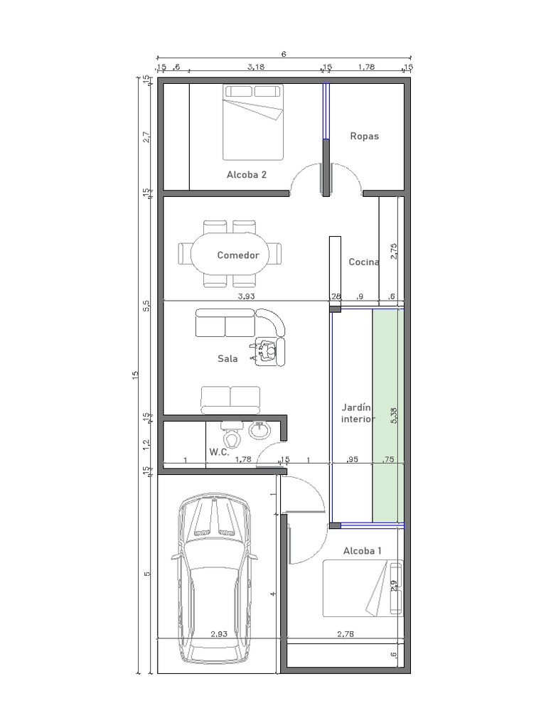 Casa 6x15 - Plano | PDF