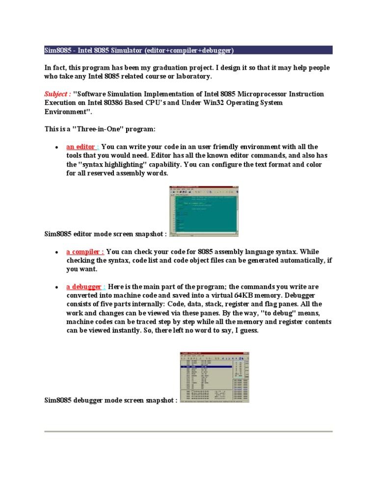 Software Simulation Implementation Of Intel 8085 Microprocessor 4443
