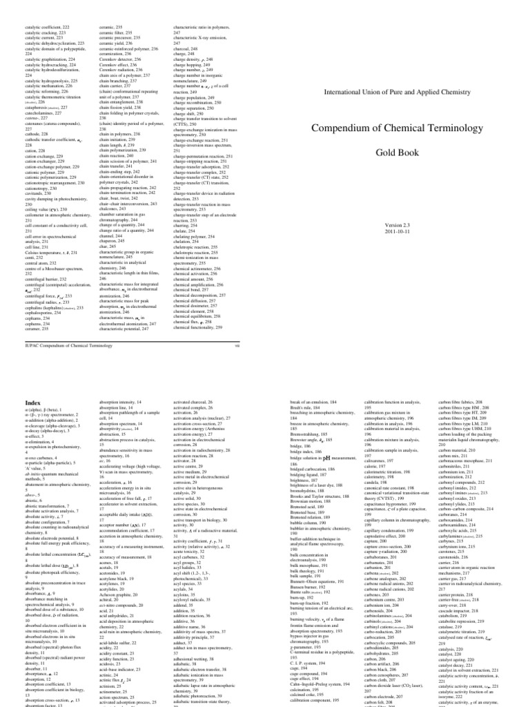 IUPAC Gold Book - Booklet | Download Free PDF | Polymers | Chemistry