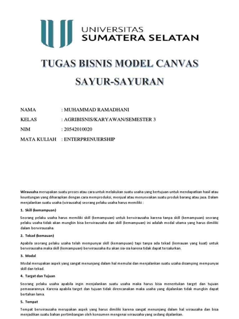 Mempelajari Bisnis Model Pedagang Sayur | PDF