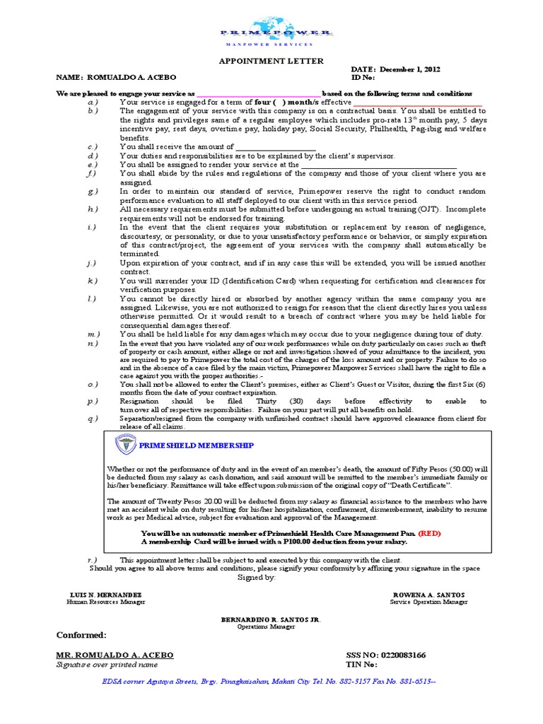Appointment Letter: Conformed | PDF | Damages | Government