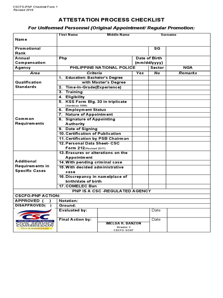 PNP Attestation Process Checklist | PDF
