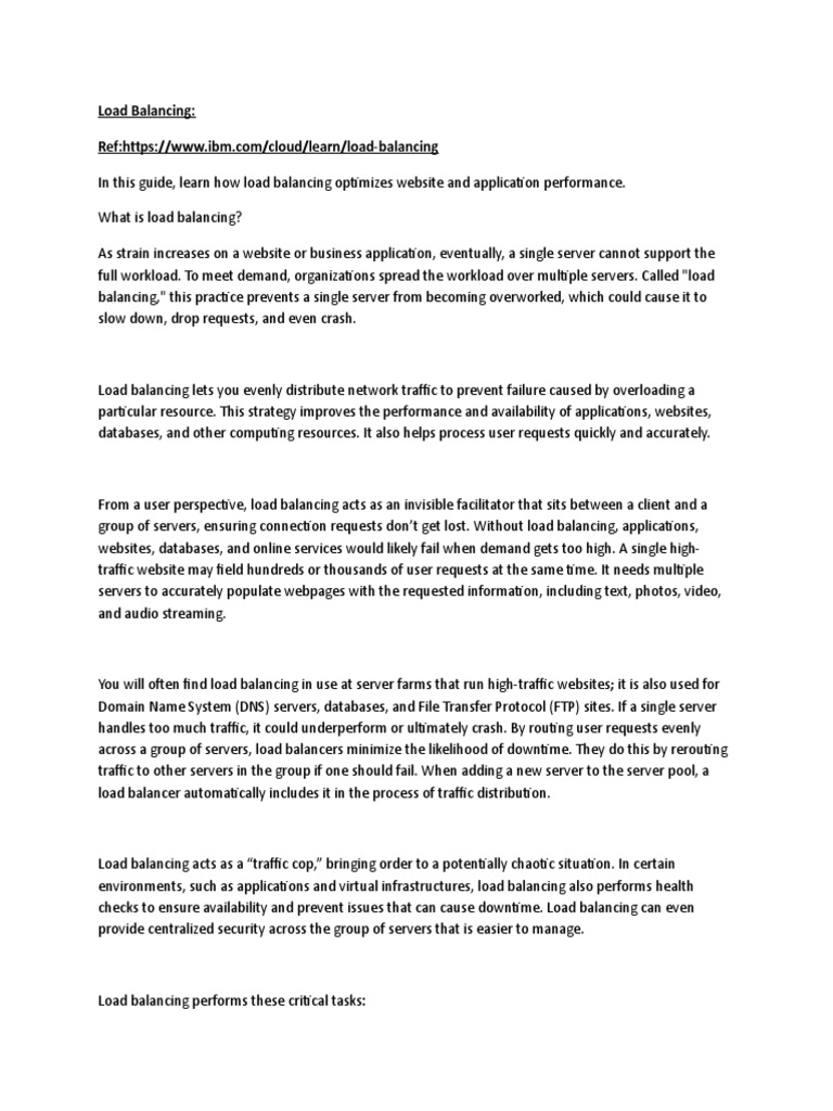 Load Balancing - IBM | PDF | Load Balancing (Computing) | Computer Network