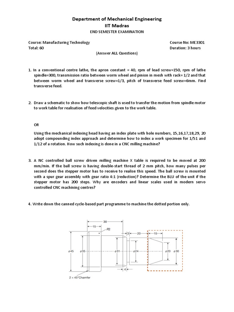 ME3301 End Sem Paper | PDF | Gear | Numerical Control ME3301 End Sem Paper | PDF | Gear | Numerical Control